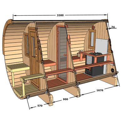 Barrel Sauna 330 (with balcony) - Garden Sauna