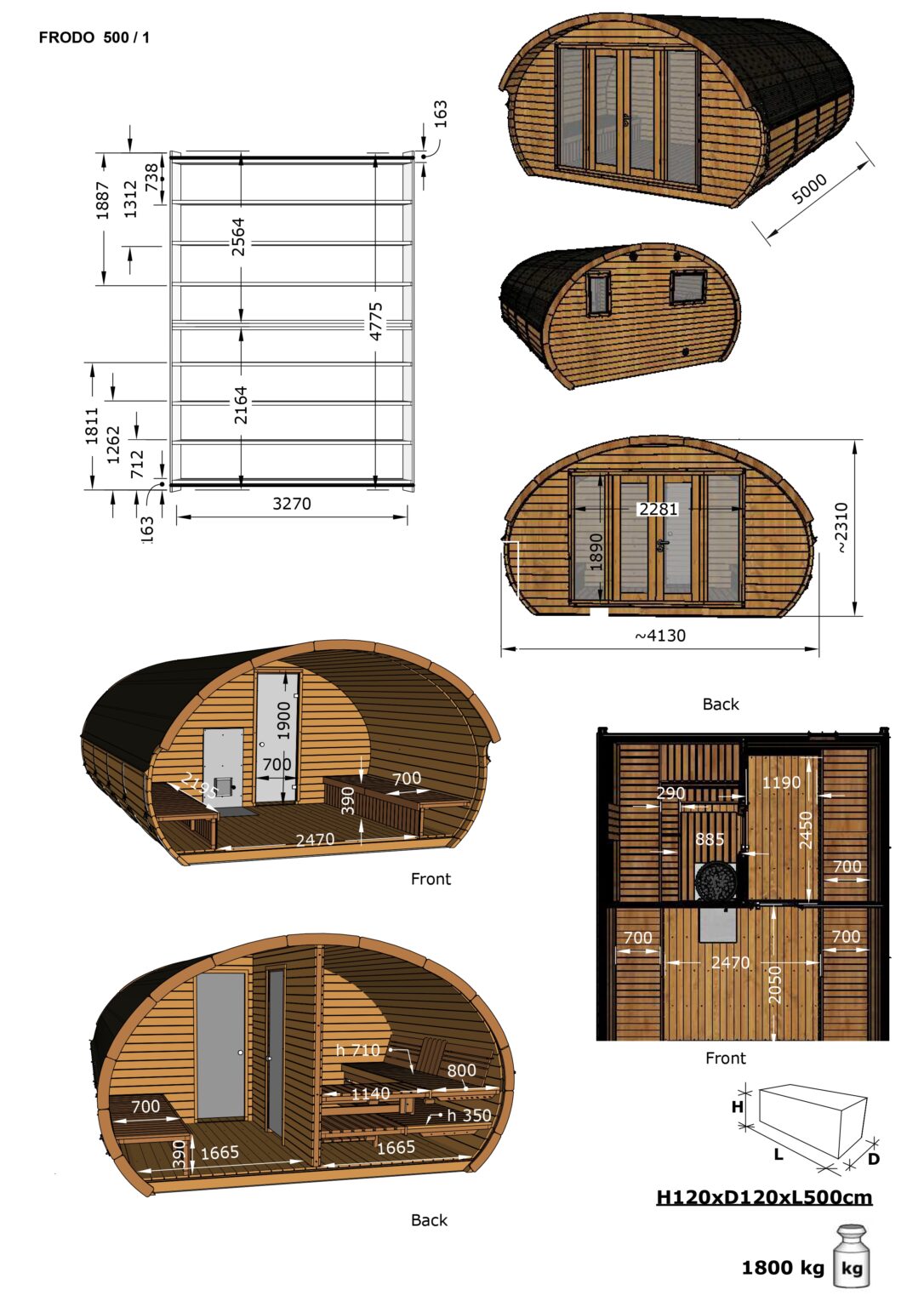 Oval Sauna Frodo 500 - Garden Sauna